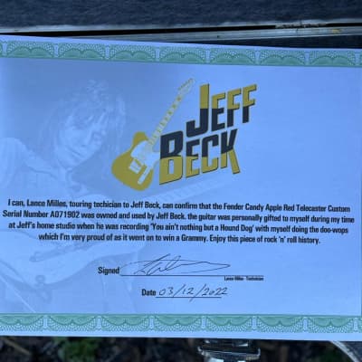 Fender Custom Telecaster owned and used by Jeff Beck - Candy | Reverb