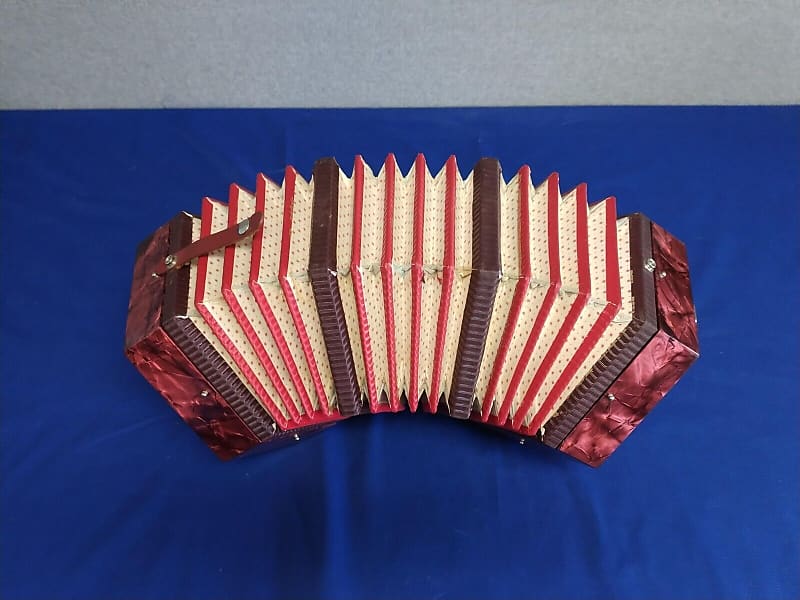 Vintage Unbranded 20-Button Concertina Accordion Red/Black | Reverb