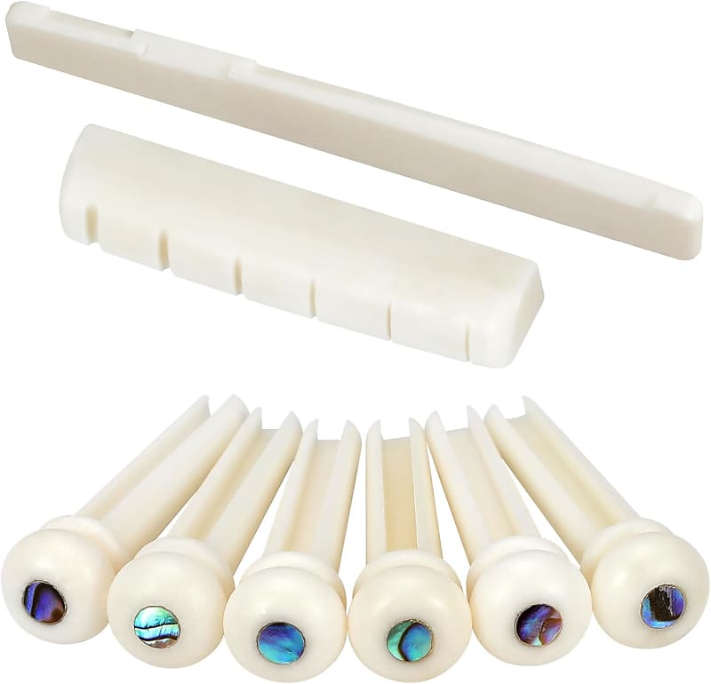 6 String Acoustic Guitar Bone Bridge Saddle and Nut and 6pcs | Reverb