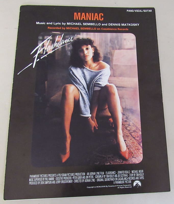 Paramount Flashdance Maniac sheet music 1983 | Reverb