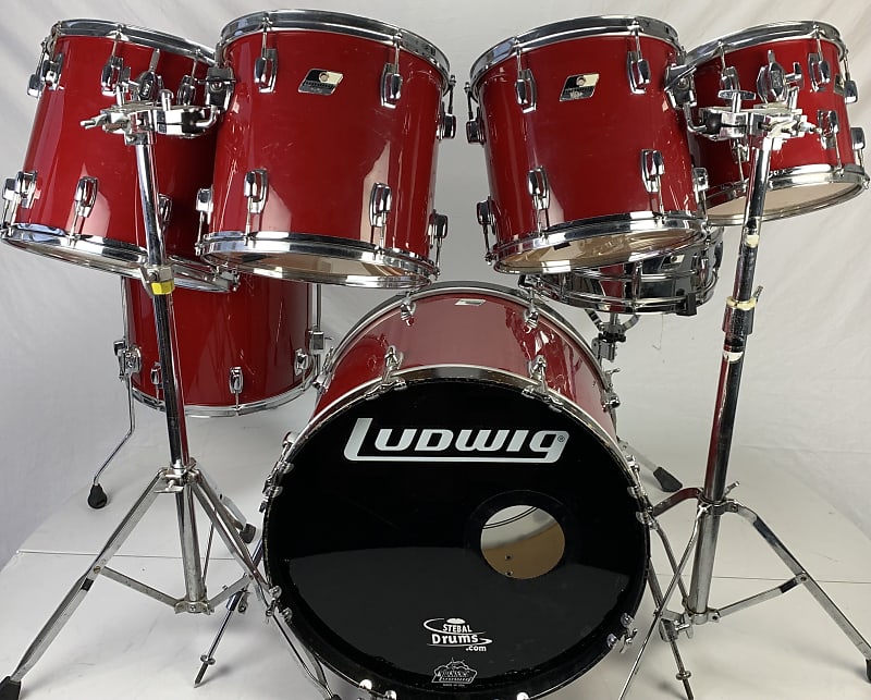 Vintage Ludwig Rocker 7pc Kit - 10/12/13/14/16/22/14snr - Red | Reverb