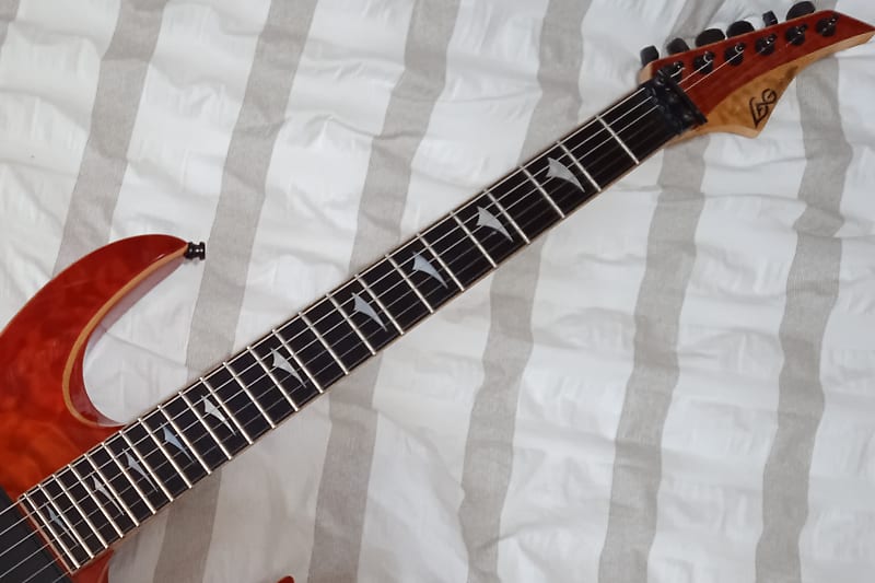 Lag superstrat replacement neck Arkane 1000 ebony fretboard | Reverb