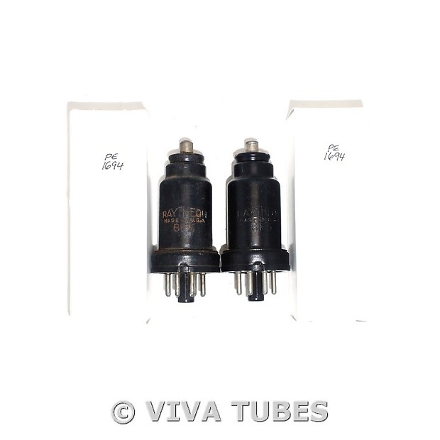 NOS Matched Pair Raytheon USA 6F5 Metal Engraved Base Vacuum | Reverb