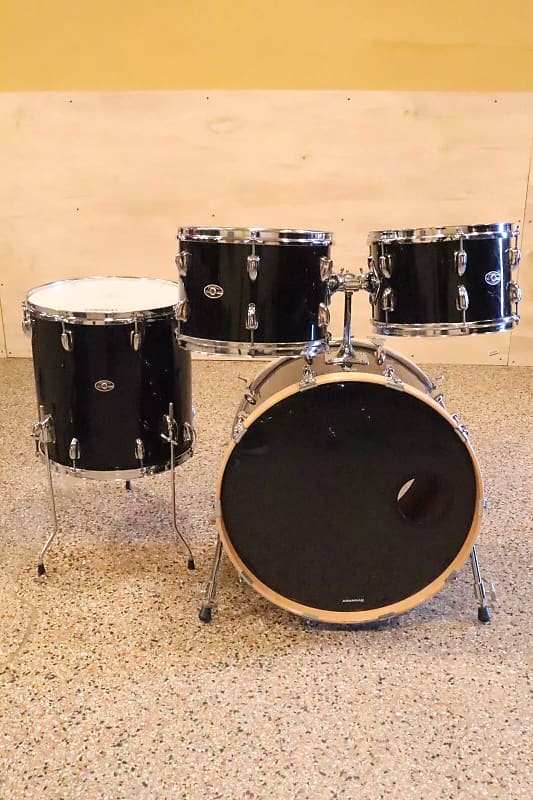 Slingerland 4pc Drum Kit Set Black 22/12/13/16" 3ply Maple | Reverb