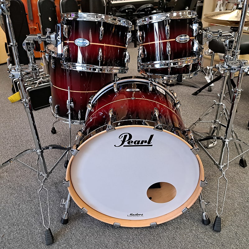 Pearl Masters Maple - Red Burst Stripe | Reverb