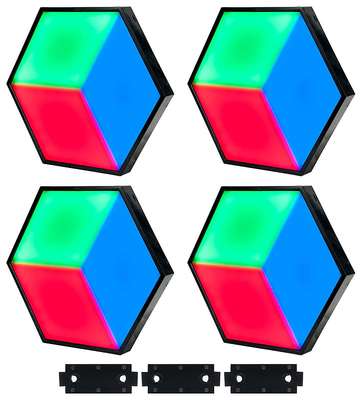 4) American DJ 3D VISION PLUS DMX RGB LED Panels+Clamps For | Reverb