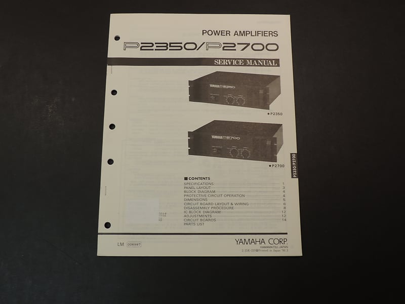 Yamaha P2350 / P2700 Service Manual [Three Wave Music] | Reverb