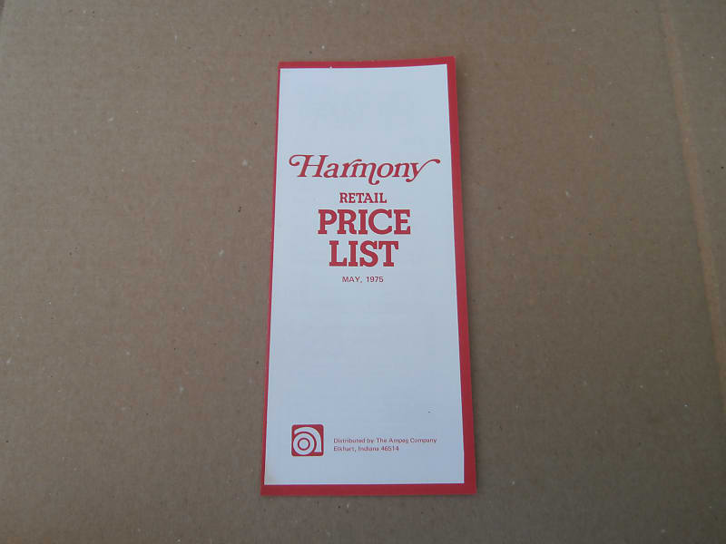 Vintage 1975 Harmony Instrument Price List! Rare, Original | Reverb