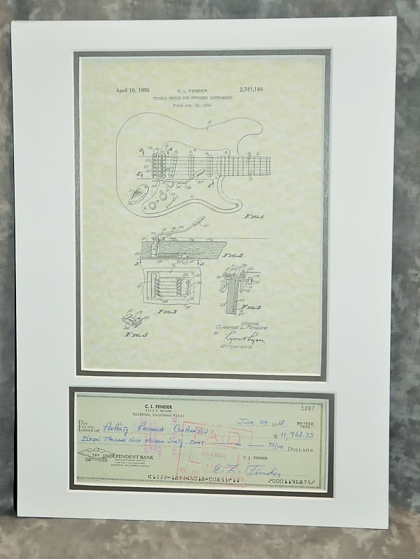 Leo Fender Autographed Signed 1968 Check w/ Stratocaster | Reverb