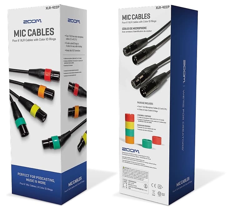 Zoom ZOOM MIC CABLES WITH COLOR ID RINGS FOUR 8’ XLR CABLES | Reverb