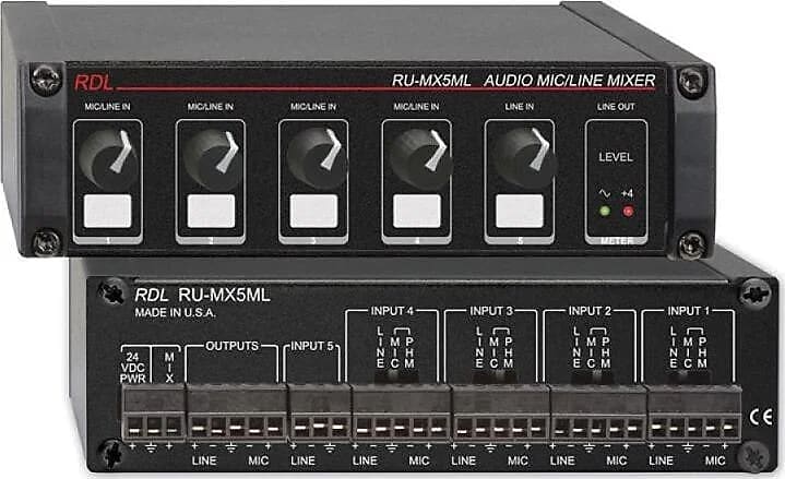 RDL RU-MX5ML5 Input Mic/Line Mixer w/Phntm | Reverb