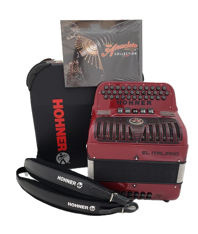 Hohner Anacleto EL Italiano III Red FBbEb Accordion | Reverb