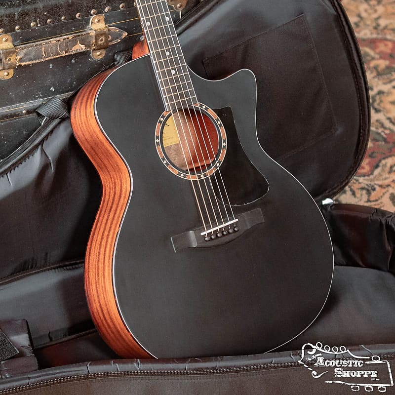 Eastman AC122-2CE-BK Cedar/Sapele Black Top Acoustic Cutaway | Reverb