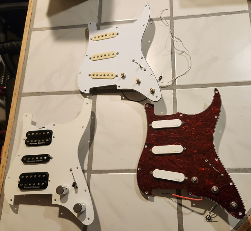 Lot of Three Loaded Strat Style Pickguards with EMG and | Reverb