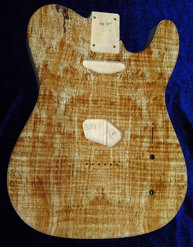 Flamed Spalted Maple / Aged Pine Telecaster Tele Body 3lbs | Reverb