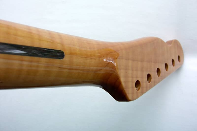 Curly Flame Maple 1-Piece Roasted Telecaster Guitar Neck- | Reverb