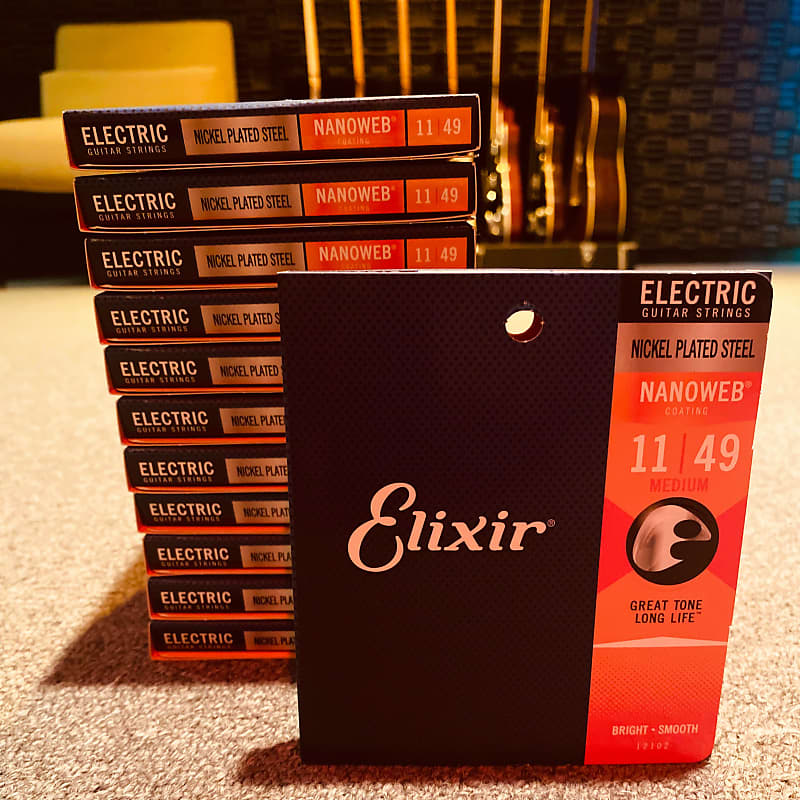 12 Sets Elixir Electric Guitar Nickel Plated Strings NANOWEB | Reverb