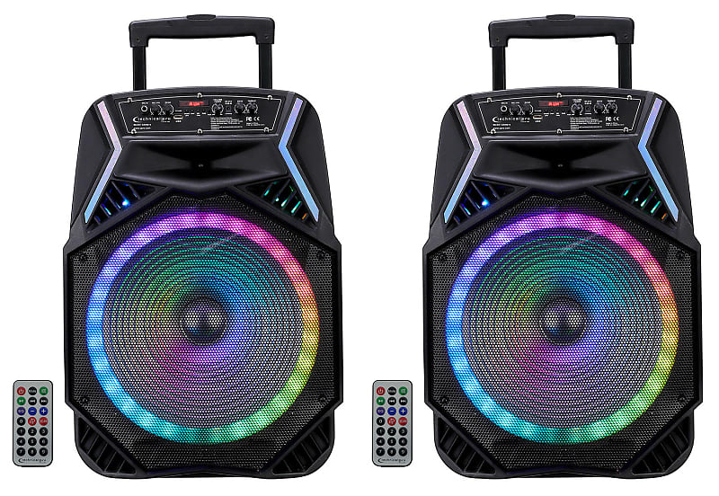 2) Technical Pro RAINB15 15" Bluetooth Battery DJ Party | Reverb