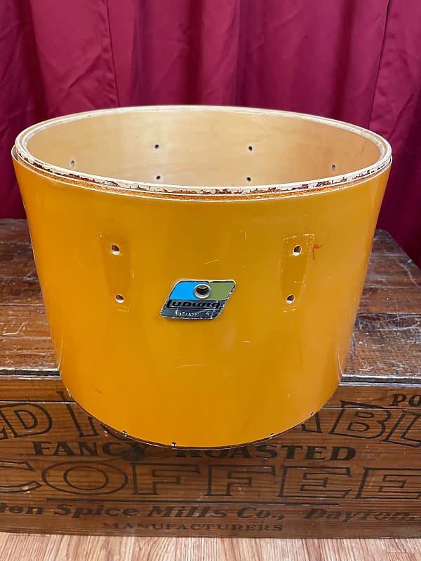 1980s Ludwig 10x14 Concert Tom Drum Shell Gold Silk 6-Ply | Reverb