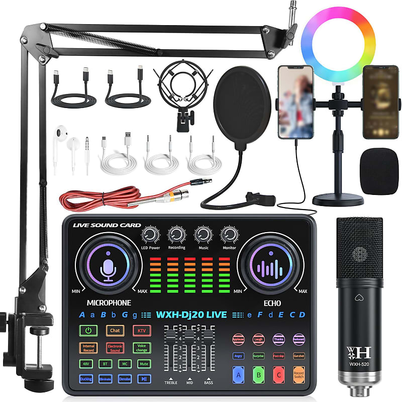 Portable Dj20 Mixer Sound Card With 48V Microphone For Studio | Reverb