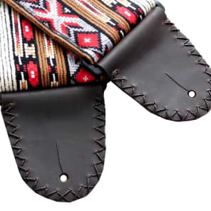 Native American Bead Motif Artisan Handmade Guitar Strap Red, | Reverb