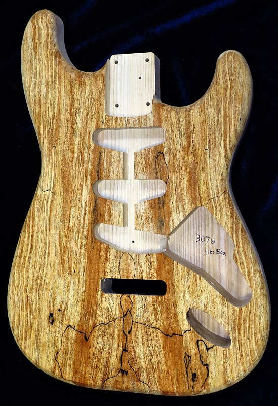 Spalted Maple Top/ Ash Wood Strat Style body - Standard 4lbs | Reverb