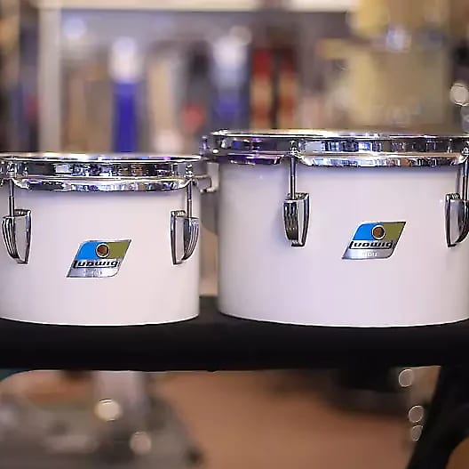 Ludwig 1970's Concert Tom Set 8" + 10" White Cortex 3ply | Reverb