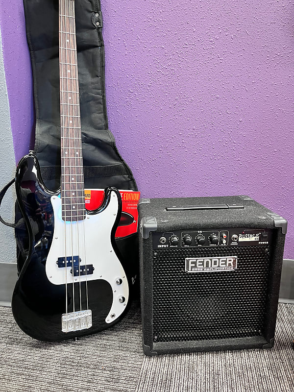 Used Squier P-Bass Package Bundle with Fender Rumble 110 Amp | Reverb