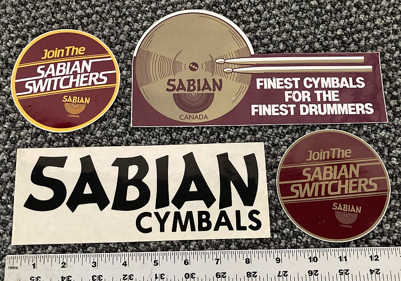 Vintage Set of 4 Sabian Stickers 1980s 1990s Cymbal Drums | Reverb