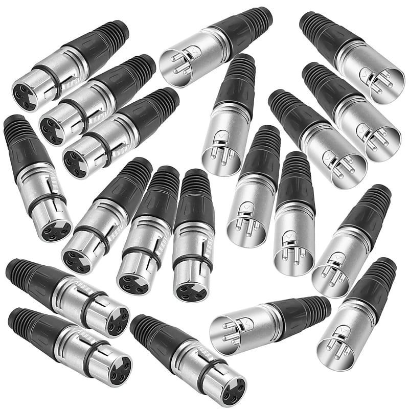 20-Piece 3 Pin XLR Solder Type Connector - 10 Male and 10 | Reverb