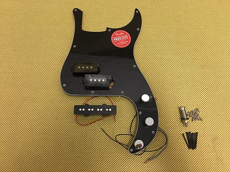 Squier Loaded 3-Ply Black PJ Bass Pre-Wired Pickguard W/ | Reverb