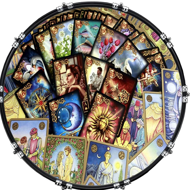 Custom Graphical 22" Kick Bass Drum Head Skin -Tarot 2 | Reverb