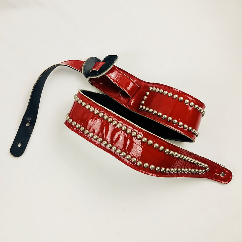 Rawhide Leather Studded Guitar Strap, Glam Red | Reverb