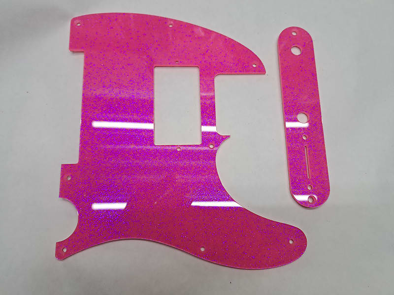 Hot Pink Glitter Humbucking Pickguard + Control Cover set | Reverb UK