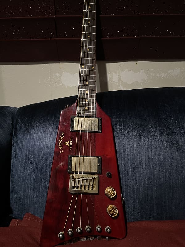 Arbor Stiletto Headless Retro 80s guitar red | Reverb