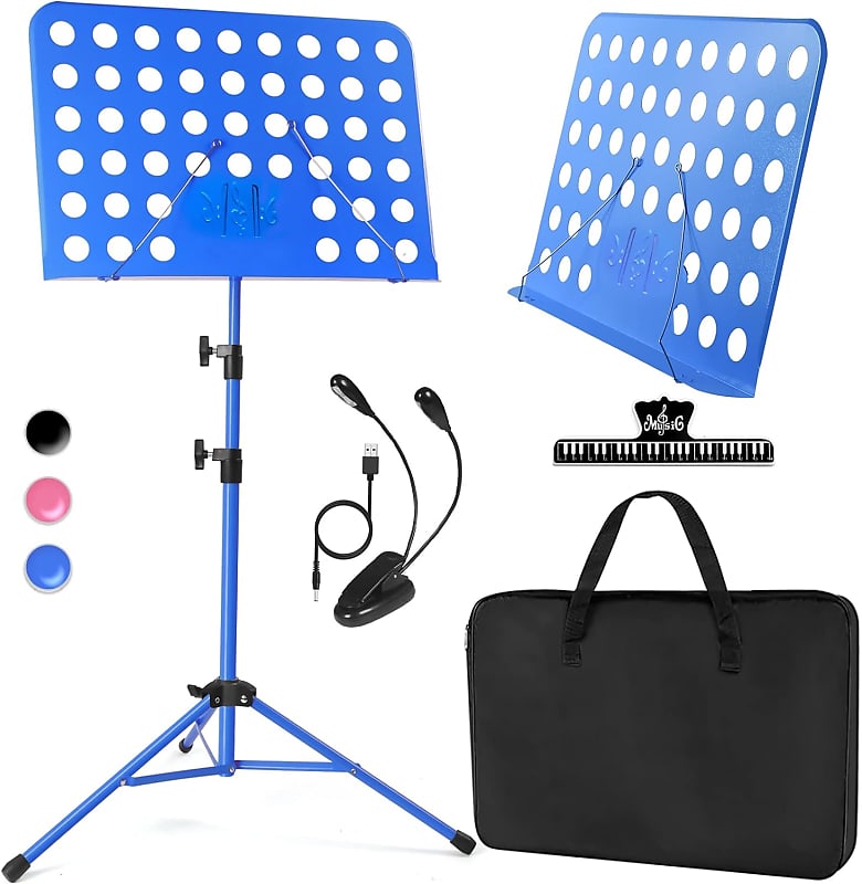 Blue Music Stand, Portable Music Sheet Stand, Foldable and | Reverb