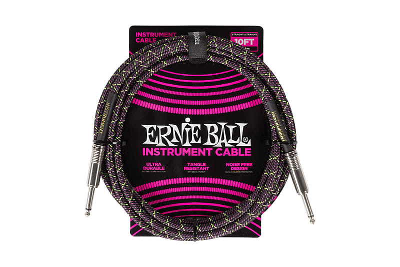 Ernie Ball 10 Foot Braided Straight/Straight Instrument Cable | Reverb