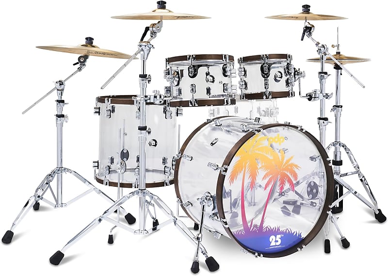 (MINT) PDP 25th Anniversary 4-Piece Clear Acrylic with Walnut | Reverb