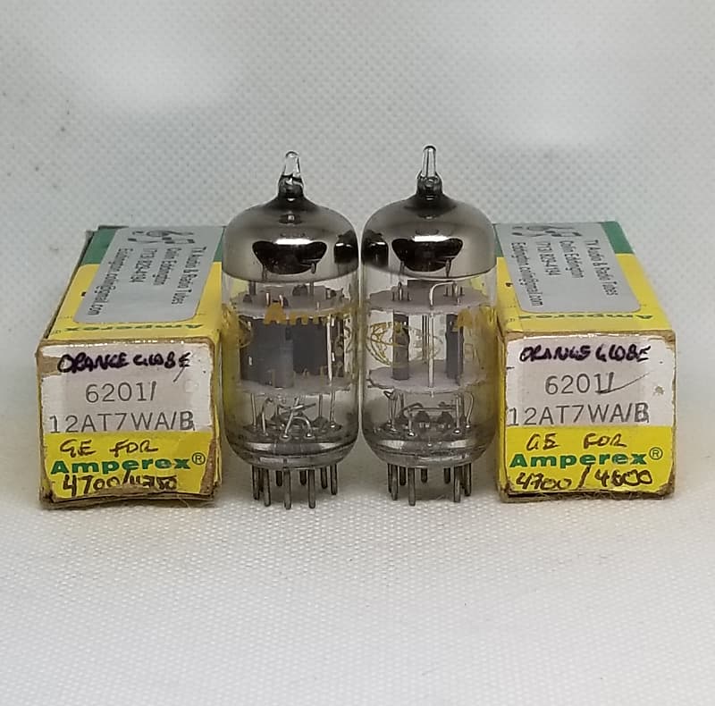 GE Made For Amperex Orange Globe JAN 6201 Gray Plate Well | Reverb