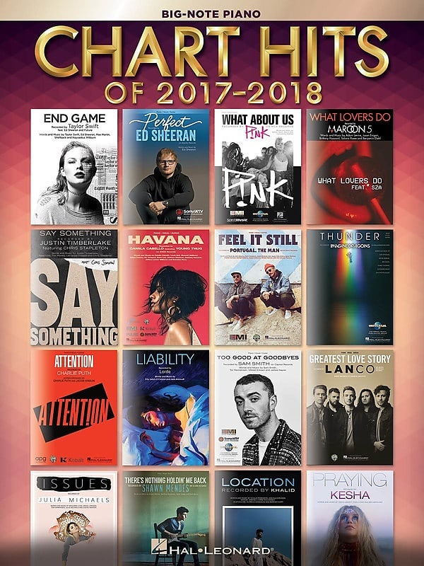 Chart Hits Of 2017-2018 Big Note Piano (Softcover Book) | Reverb