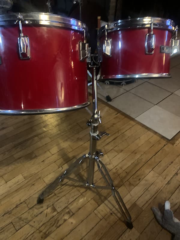 Pearl Concert tom set 90s - Bright Red wrap over fiberglass | Reverb
