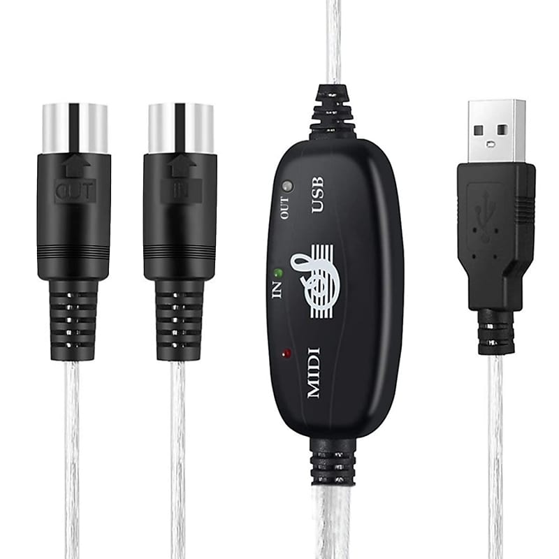 5 Pin MIDI Music Editing Cable 1 in 1 Out MIDI to USB Adapter | Reverb