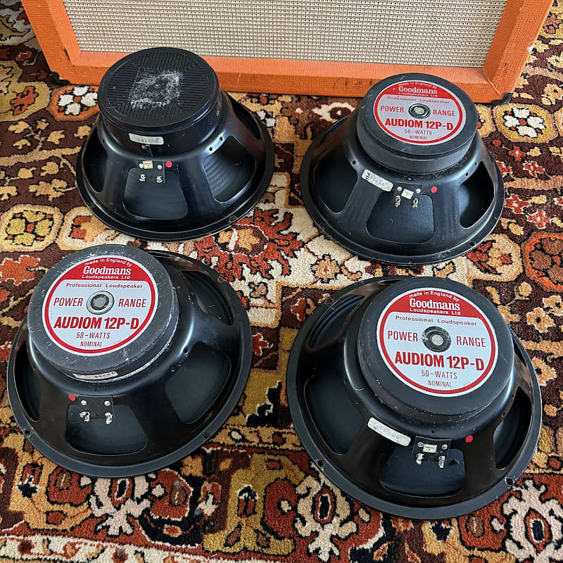 Quad 4x Vintage 1970s Goodmans Audiom 12P-D Red Label 50w | Reverb