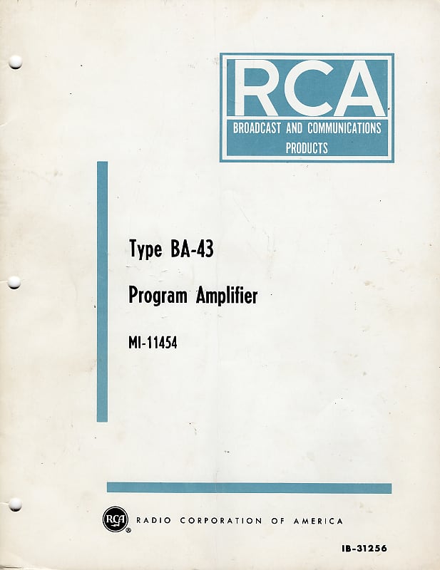 RCA BA-43 / MI-11454 Pre-Amplifier User Service Manual | Reverb