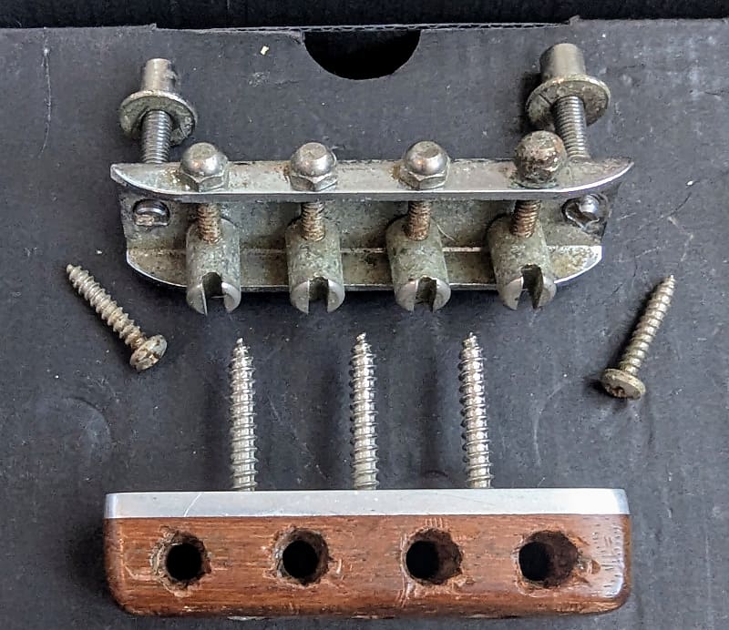 Vintage Mosrite Ventures bass bridge and tailpiece assembly | Reverb