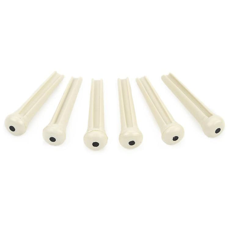 Tusq Acoustic Bridge pins, White w/Black Dot (Set of 6) | Reverb UK