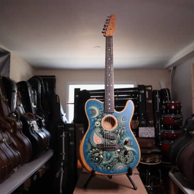 Fender FSR American Acoustasonic Telecaster Blue Paisley 2022 | Reverb