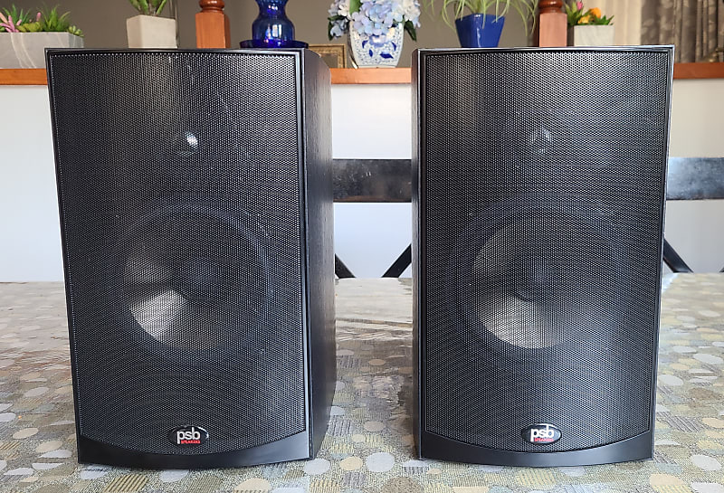PSB Alpha B1 bookshelf speakers 2006 - Black woodgrain | Reverb