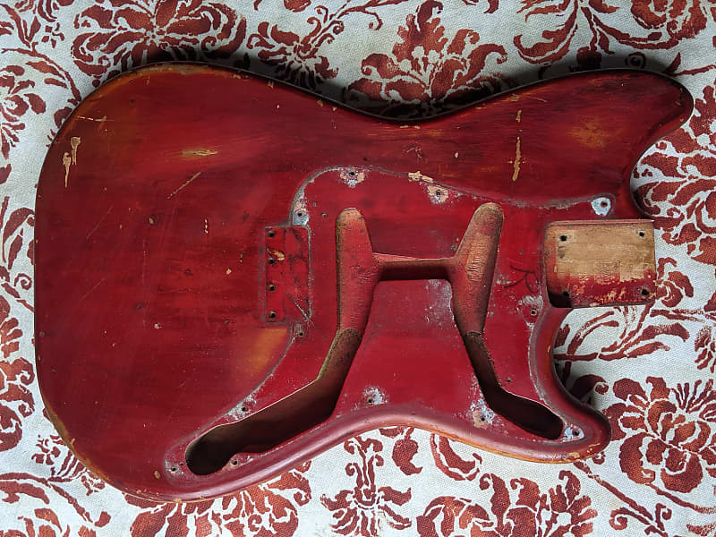 1963 1964 Fender Musicmaster maroon burst guitar body Duo | Reverb