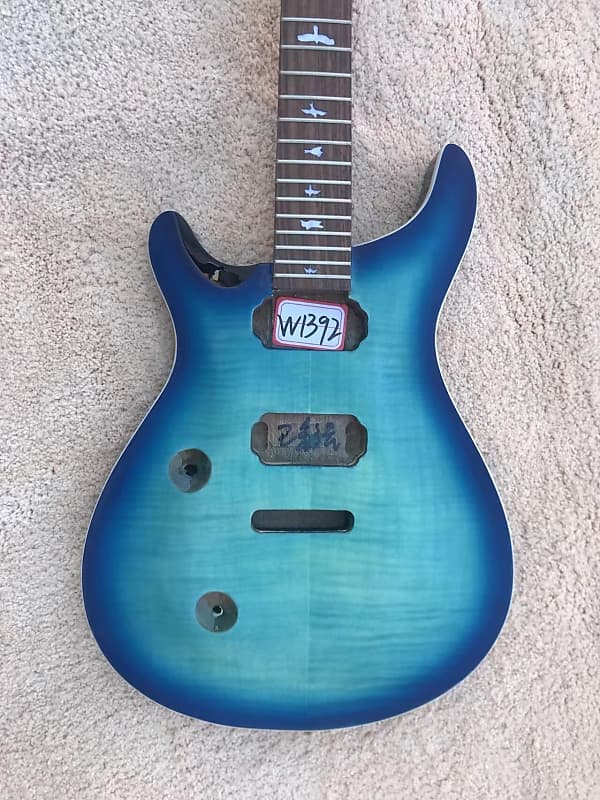 Left Handed Blue Burst Mahogany Guitar Body with Neck, | Reverb